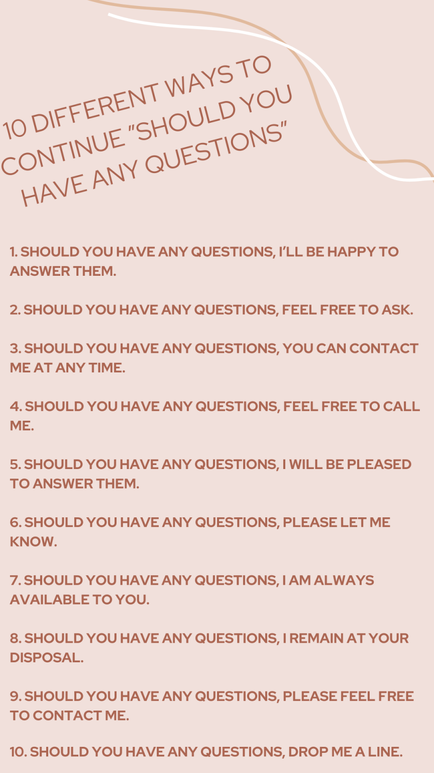 10 Different Ways to Continue ''Should You Have Any Questions''